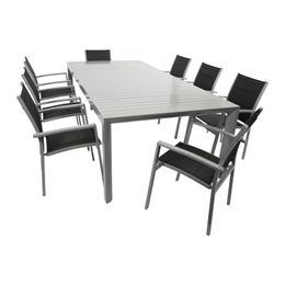 DEGAMO Garnitur BAGO XL 9-teilig, Alu + Kunstgewebe schwarz