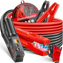 Masko&reg; Starthilfekabel &Uuml;berbr&uuml;ckungskabel f&uuml;r Benzin- und Dieselmotoren, 6/12/24 Volt. Auto Motorrad Starterkabel aus Kupfer inkl. Handschuhe und Tragetasche (25mm&sup2; 1200A / 30mm&sup2; 1500A)