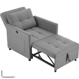 TecTake&reg; Schlafsessel, 3in1 als Sessel, Lounger oder G&auml;stebett, 6-fach verstellbare R&uuml;ckenlehne, stabiles Stahlgestell, 82 x 80 x 86 cm, Belastbarkeit 150 kg