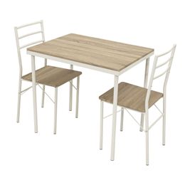 DEGAMO Essgruppe K&Ouml;LN 3-teilig, Metallgestell, Oberfl&auml;che Eiche Dekor