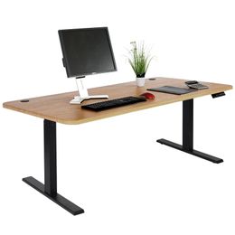 Schreibtisch MCW-D40, Computertisch, elektrisch h&ouml;henverstellbar 160x80cm 53kg MVG ~ braun Struktur, schwarz