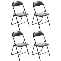 CLP 4er Set Klappstuhl Felix Gepolstert I K&uuml;chenstuhl Mit Metallgestell I Kunstleder PVC Sitz Gepolstert I St&uuml;hle Klappbar I Campingst&uuml;hle