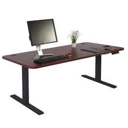Schreibtisch MCW-D40, Computertisch, elektrisch h&ouml;henverstellbar 160x80cm 53kg MVG ~ Kirsch-Dekor, schwarz