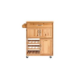 sobuy K&uuml;chenwagen mit 1 Schublade Natur 75x38x86cm Vintage