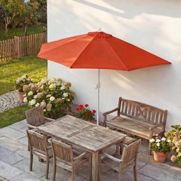 MCW Sonnenschirm halbrund Lorca, Halbschirm Balkonschirm, UV 50+ Polyester/Alu 3kg ~ 270cm terracotta ohne St&auml;nder