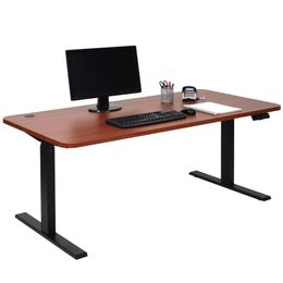 Schreibtisch MCW-D40, Computertisch, elektrisch h&ouml;henverstellbar 160x80cm 53kg MVG ~ natur, schwarz