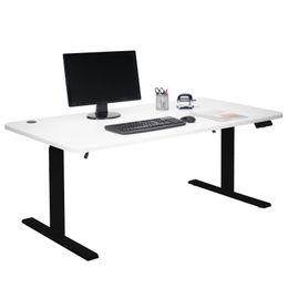 Schreibtisch MCW-D40, Computertisch, elektrisch h&ouml;henverstellbar 160x80cm 53kg MVG ~ wei&szlig;, schwarz