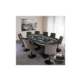 Home Deluxe LED Pokertisch inkl. Pokerkoffer und 10 St&uuml;hle STRAIGHT FLUSH - F&uuml;r 9 Personen