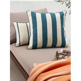 benuta Nest In- & Outdoor Kissen Reed Petrol 45x45 cm - Teppich f&uuml;r Balkon, Terrasse & Garten