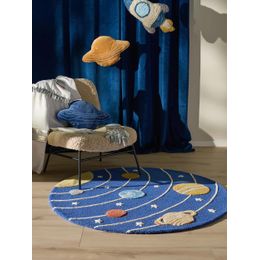 Lytte Kinderteppich Alex Blau &oslash; 120 cm - Kinderteppich mit Sternen