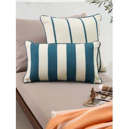 benuta Nest In- & Outdoor Kissen Reed Petrol 30x50 cm - Teppich f&uuml;r Balkon, Terrasse & Garten