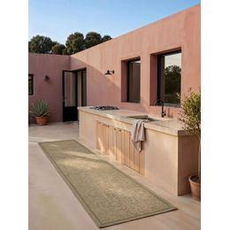 benuta Nest In- & Outdoor-L&auml;ufer Finley Beige/Gr&uuml;n 80x300 cm - Teppich f&uuml;r Balkon, Terrasse & Garten