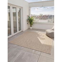 benuta Basic In- & Outdoor-Teppich Iowa Taupe 195x195 cm - Teppich f&uuml;r Balkon, Terrasse & Garten
