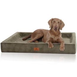 Knuffelwuff orthop&auml;disches Hundebett aus Cord mit Handwebcharakter Santiago khaki M-L