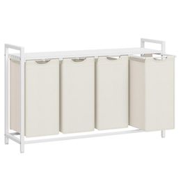 Mid.you W&auml;schekorb, Wei&szlig;, Beige, Metall, Textil, Holzwerkstoff, 160 L, rechteckig, 116x72x33 cm, zusammenfaltbar, Ordnen & Aufbewahren, W&auml;schek&ouml;rbe & Tonnen