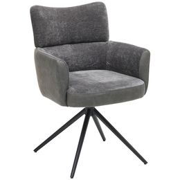 Livetastic Armlehnstuhl, Grau, Schwarz, Metall, Textil, Rundrohr, 58x84x64 cm, Sitzfl&auml;che 360&deg; drehbar, Esszimmer, St&uuml;hle, Esszimmerst&uuml;hle, Armlehnenst&uuml;hle