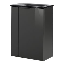 Fackelmann Glaswaschbecken mit Unterschrank 'SBC' Hahnloch links grau/anthrazit 45 x 61,5 x 25 cm
