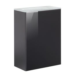Fackelmann Glasbecken mit Unterschrank 'SBC' Hahnloch rechts wei&szlig;/anthrazit 45 x 61,5 x 25 cm