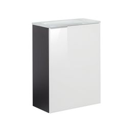 Fackelmann Glasbecken mit Unterschrank 'SBC' Hahnloch rechts wei&szlig;/grau 45 x 61,5 x 25 cm