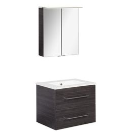 Fackelmann Badm&ouml;belset 'b.perfekt' Spiegelschrank und Waschbecken mit Unterschrank wei&szlig;/Dark Oak