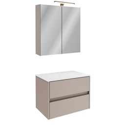 Fackelmann Badm&ouml;belset 'Compact Line' 70 cm 5-teilig Kaschmir mit Spiegelschrank