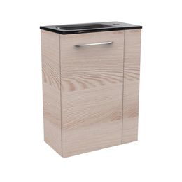 Fackelmann Glaswaschbecken mit Unterschrank 'SBC' Hahnloch rechts grau/Eschefarben 45 x 61,5 x 25 cm