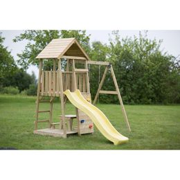 WENDI TOYS Holz-Spielturm 'Pelikan' natur Rutsche, Kletterwand, Schaukel und Sitzgarnitur 280 x 270 x 270 cm