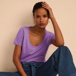 LANDS' END Supima&reg; Shirt mit Ballettausschnitt und kurzen &Auml;rmeln f&uuml;r Damen, Damen, size: regular, Pink, Baumwolle, by Lands' End