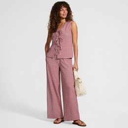 LANDS' END Gingham-Hose mit weitem Bein f&uuml;r Damen, Damen, size: regular, Rot, Baumwolle/Polyester/Polyester-Mischung, by Lands' End