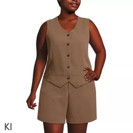 LANDS' END Weste aus Cr&ecirc;pe f&uuml;r Damen in Plus-Gr&ouml;&szlig;e, Damen, size: plus, Braun, Polyester, by Lands' End