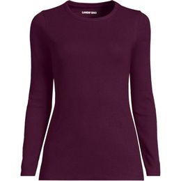 LANDS' END Langarmshirt aus mikrofeinem Baumwollripp f&uuml;r Damen in Petite-Gr&ouml;&szlig;e, Damen, size: petite, Lila, Baumwolle/Elasthan, by Lands' End