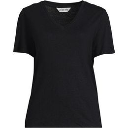 LANDS' END Soft Flow Shirt aus Leinenmix mit V-Ausschnitt f&uuml;r Damen, Damen, size: regular, Schwarz, Leinen/Baumwolle Modal, by Lands' End