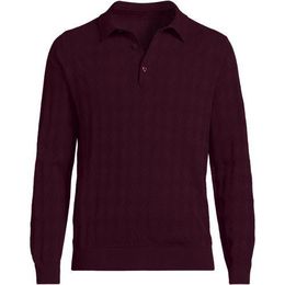 LANDS' END Feinstrick-Poloshirt f&uuml;r Herren, Herren, size: regular, Rot, Baumwolle, by Lands' End