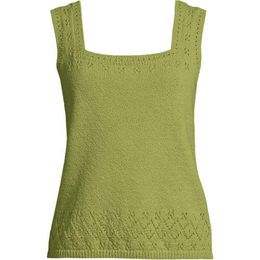 LANDS' END Feinstrick-Top mit Ajourdetails f&uuml;r Damen, Damen, size: regular, Gr&uuml;n, Baumwoll-Mischung/Polyester-Mischung, by Lands' End