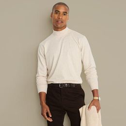 LANDS' END Super-T Stehbundshirt f&uuml;r Herren, Classic Fit, Herren, size: regular, Elfenbein, Baumwolle, by Lands' End