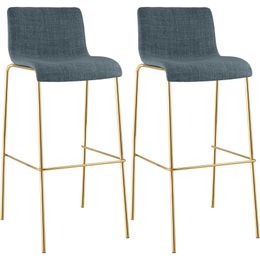 CLP Barhocker 2er Set mit Lehne Hover, Barstuhl stapelbar mit Stoffbezug, Metallgestell Goldoptik, Stapelstuhl bis 150 kg belastbar