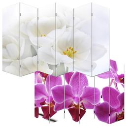 MCW Foto-Paravent Paravent Raumteiler Spanische Wand Bagheria MVG-zertifiziert ~ 180x240cm, Orchidee