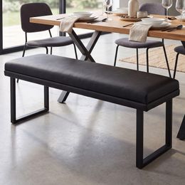 Sitzbank MCW-O81, Polsterbank Garderobenbank Esszimmerbank, Metall Kunstleder 120cm ~ schwarz