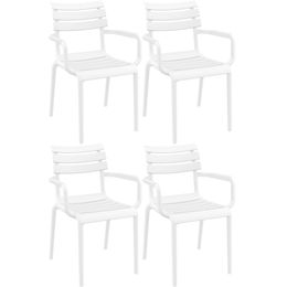 CLP 4er Set Gartenst&uuml;hle mit Armlehnen Paris , wetterfeste Kunststoffst&uuml;hle stapelbar, Outdoorstuhl UV-best&auml;ndig bis 160 kg belastbar