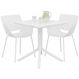 CLP Gartenm&ouml;bel-Set wetterfest Lirra, mit 2 St&uuml;hlen und quadratischem Tisch, 3-teilige Sitzgruppe f&uuml;r Garten, Terrasse und Balkon