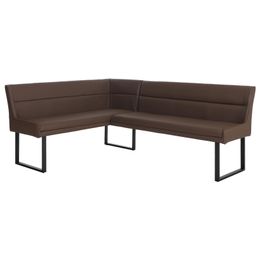 Eckbank MCW-O81, Esszimmerbank Bank, Kunstleder Metall 158x209cm ~ braun