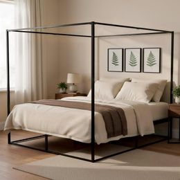 CLP Himmelbett Gestell Batoni, Doppelbett f&uuml;r Erwachsene, Bettgestell und Lattenrost aus Metall, Metallbett stabil