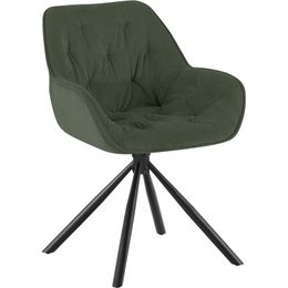 CLP Esszimmerstuhl drehbar gepolstert Rimio, Sessel Cord 180&deg; schwenkbar mit Armlehnen und R&uuml;ckenlehne, bis 150 kg belastbar