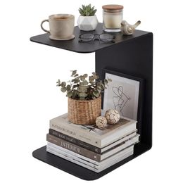 CLP Beistelltisch Couch klein Selby, Couchtisch C-Form Metall, Wohnzimmertisch modern aus massivem 5mm Stahl pulverbeschichtet