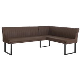 Eckbank MCW-O82, Esszimmerbank Bank, Kunstleder Metall 210x159cm ~ braun