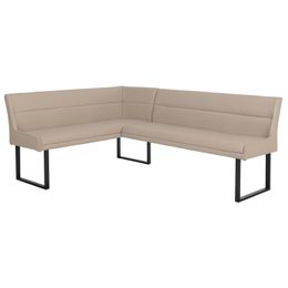 Eckbank MCW-O81, Esszimmerbank Bank, Kunstleder Metall 158x209cm ~ beige