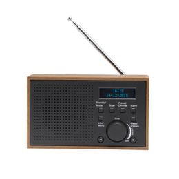 Denver DAB-46 DAB+/FM-Radio&ndash; Dual-Alarm-Wecker, Holz, dunkelgrau