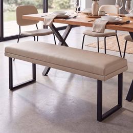 Sitzbank MCW-O81, Polsterbank Garderobenbank Esszimmerbank, Metall Kunstleder 120cm ~ beige