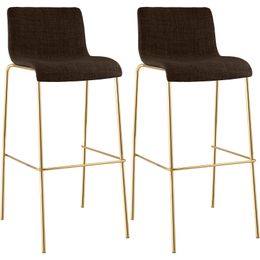 CLP Barhocker 2er Set mit Lehne Hover, Barstuhl stapelbar mit Stoffbezug, Metallgestell Goldoptik, Stapelstuhl bis 150 kg belastbar