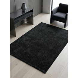 KADIMA DESIGN Kurzflorteppich MAIN, einfarbig, Anthrazit, 80 x 150 cm
